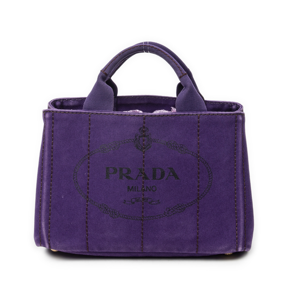 Prada | Bags | Prada Small Canapa Tote In Purple Canapa Canvas | Poshmark